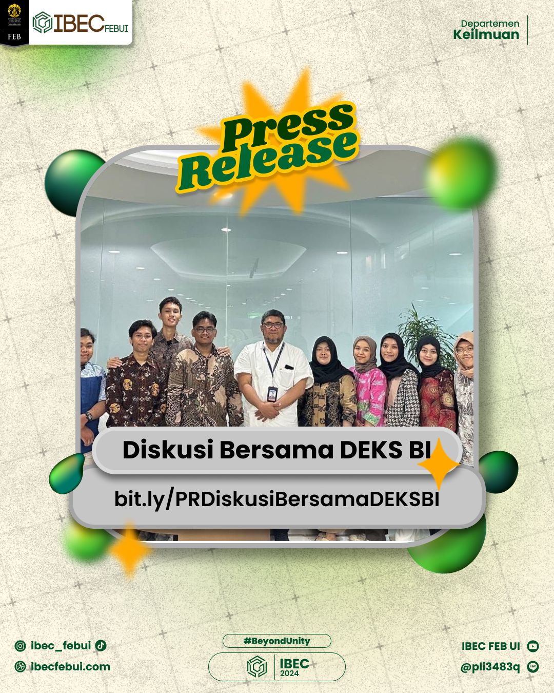 Press Release: Diskusi Bersama DEKS Bank Indonesia - IBEC FEB UI